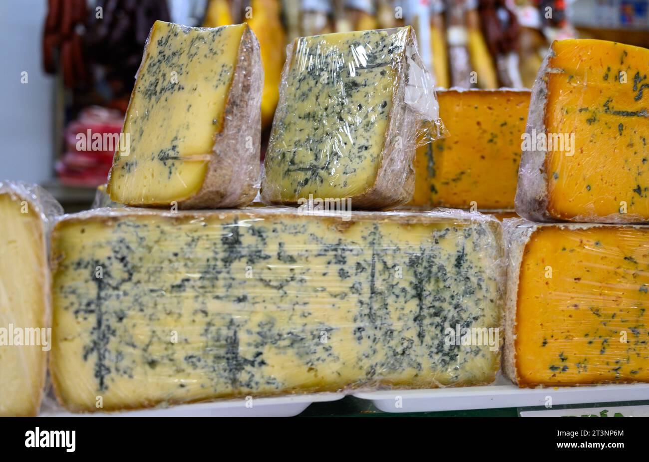 Different Asturian cheeses made from cow, goat and sheep melk on ...