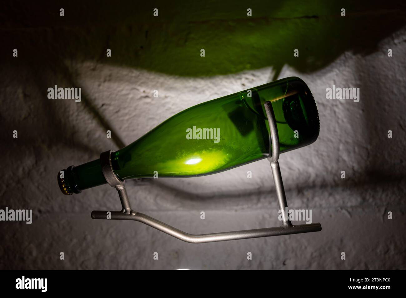 Sediment in bottle. Traditional method of production of cremant ...