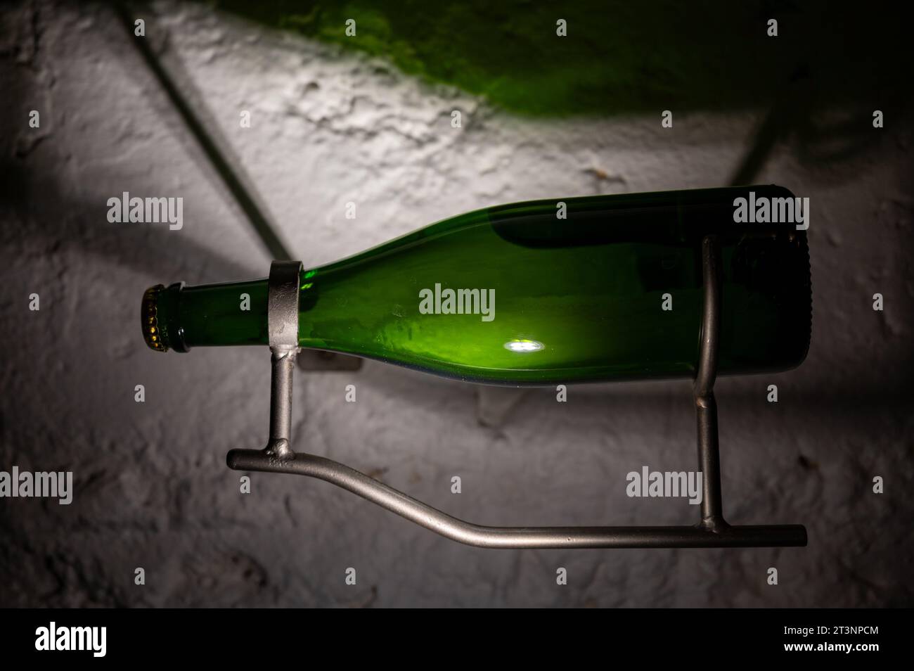 Sediment in bottle. Traditional method of production of cremant ...