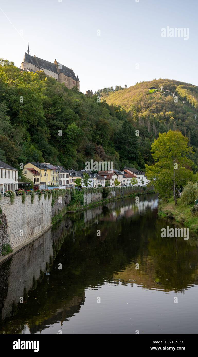 Views of medieval Vianden commune with town status in Oesling, north ...