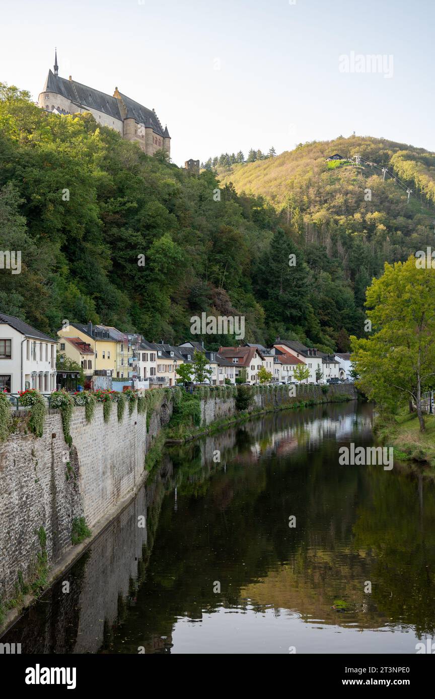 Views of medieval Vianden commune with town status in Oesling, north ...