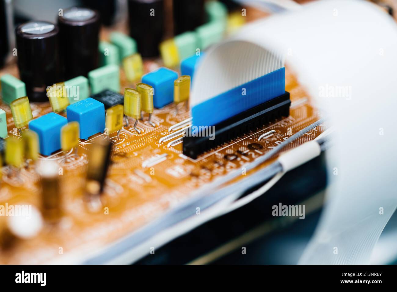 Numerous connections on the circuit board of a SACD player circuit ...