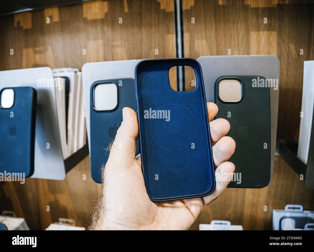 Paris, France - Sep 22, 2023: An interior view reveals the MagSafe ...