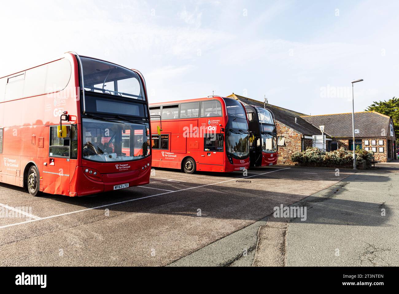 Three buses, Bude, Cornwall, UK, England, 3 buses, 3 red buses, three ...