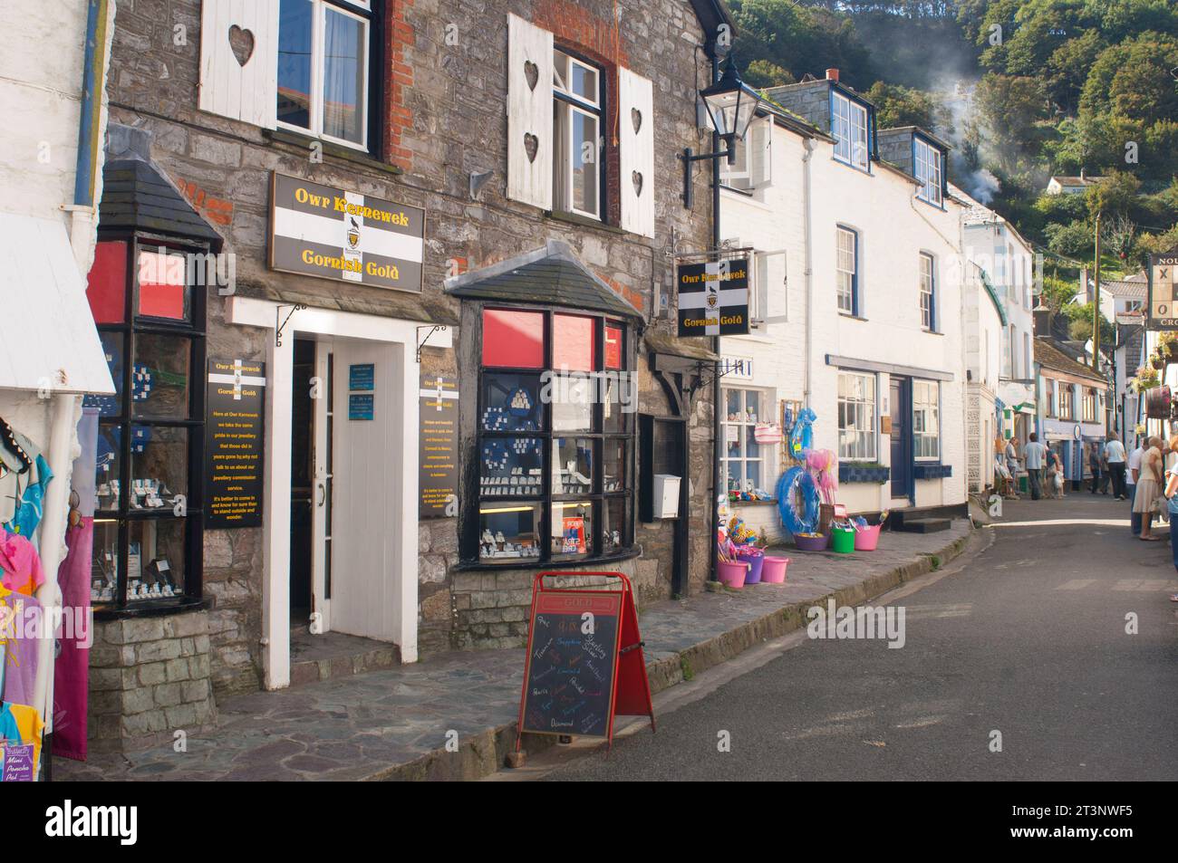 Tourist gift shops, Polperro, Cornwall, UK - John Gollop Stock Photo ...