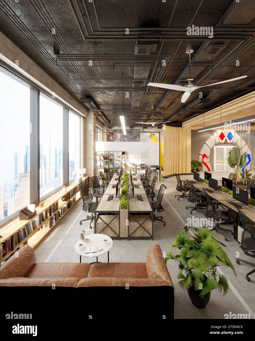 Rendering modern office interior hi-res stock photography and images ...