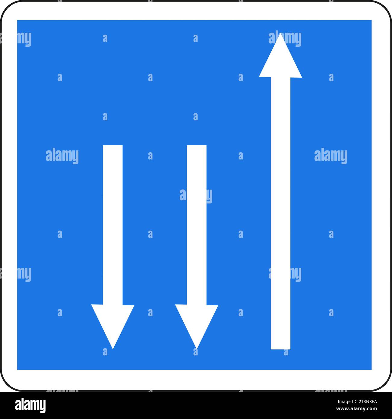 Road sign: Three-lane road section Stock Photo - Alamy