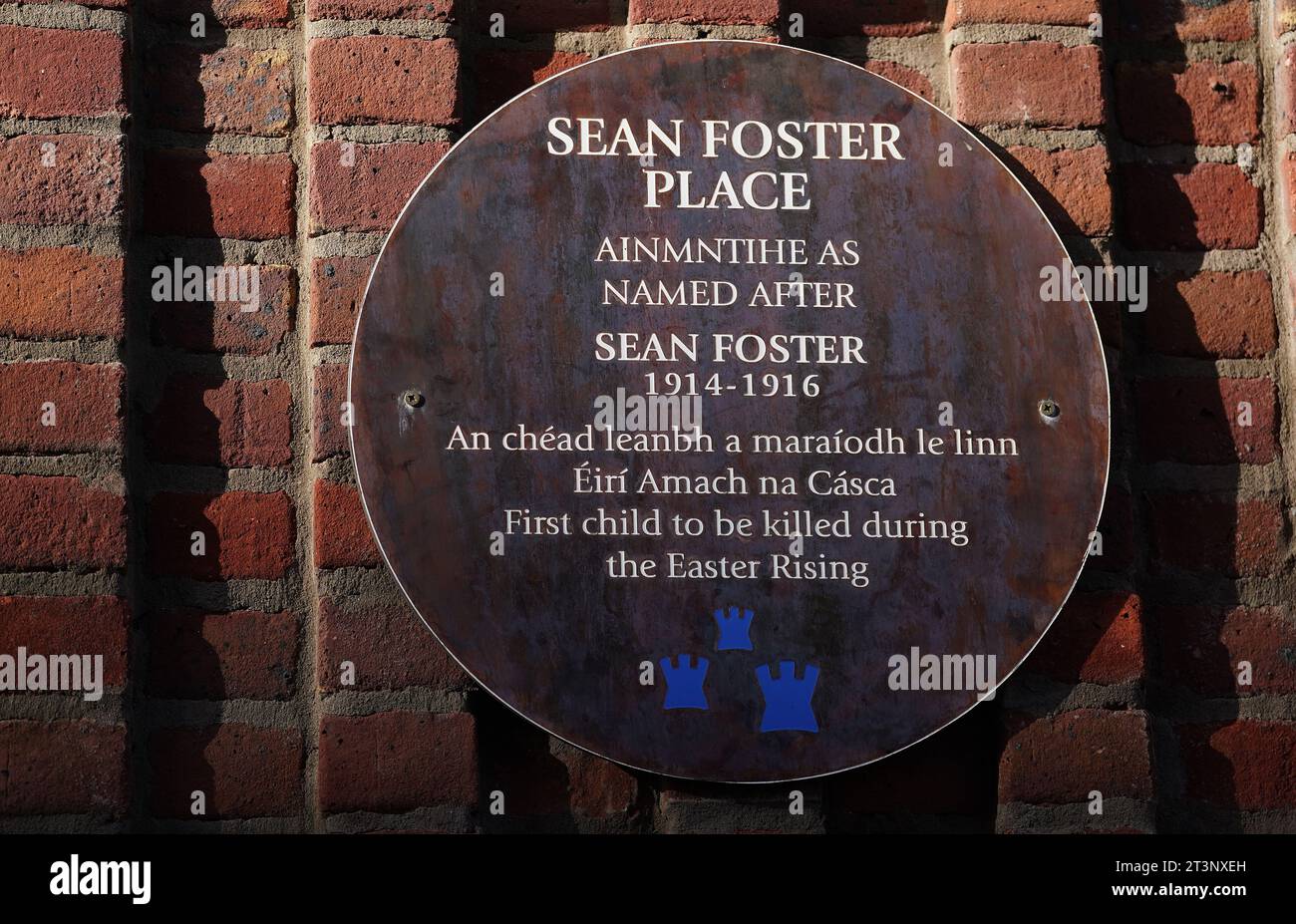 A plaque in memory of Sean Foster, the first child killed in the 1916 ...