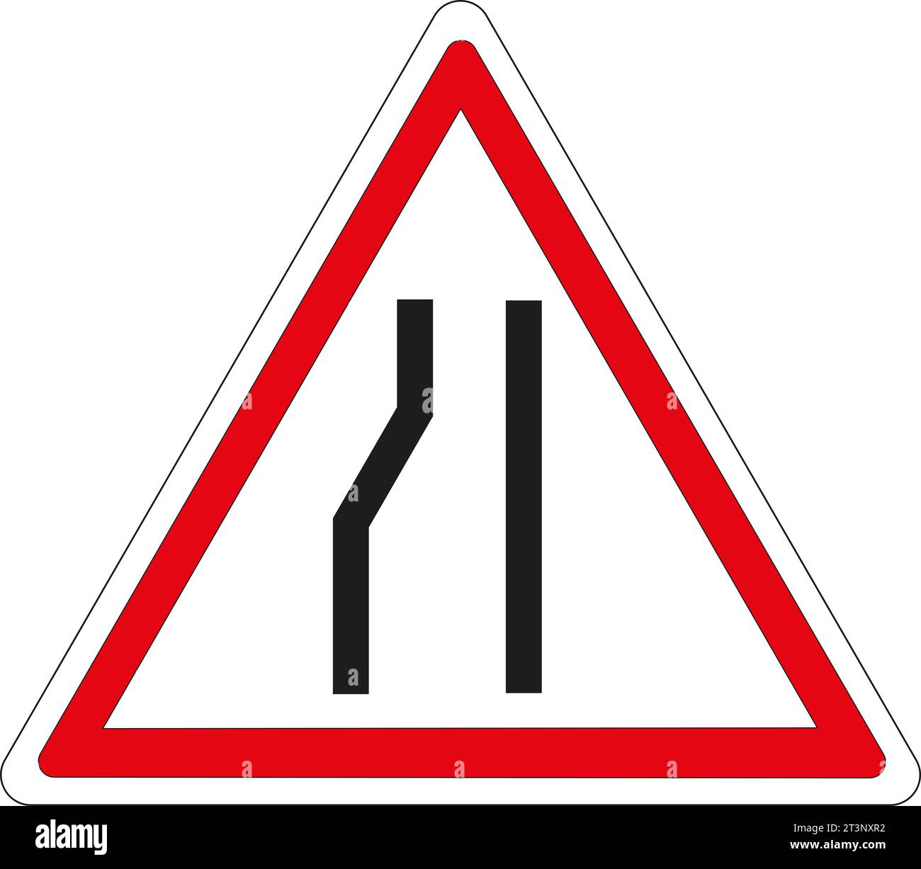 French road sign: Narrowed pavement on the left Stock Photo - Alamy