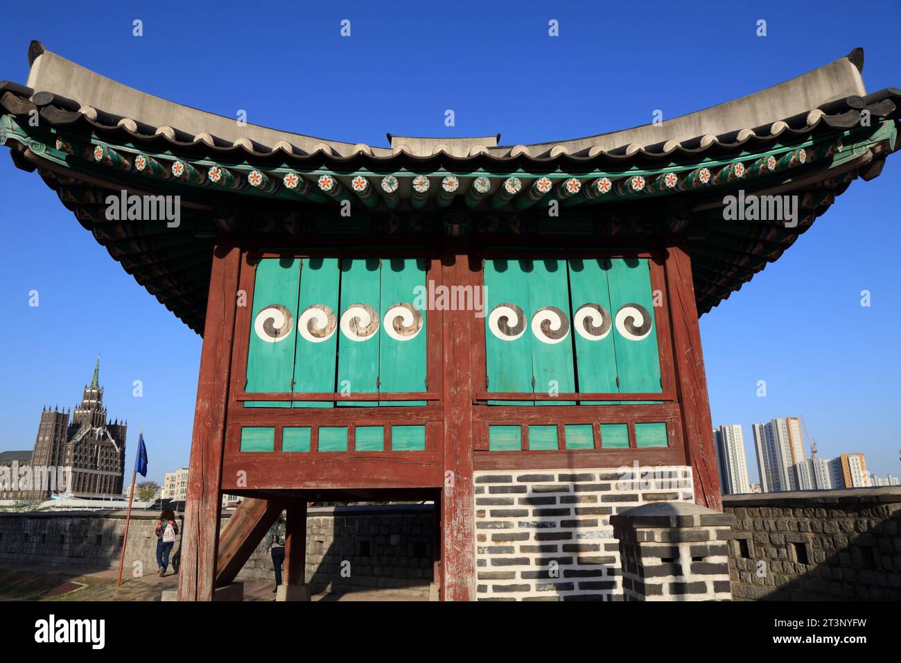 Suwon city, South Korea. Watchtower of Hwaseong Fortress. UNESCO World ...