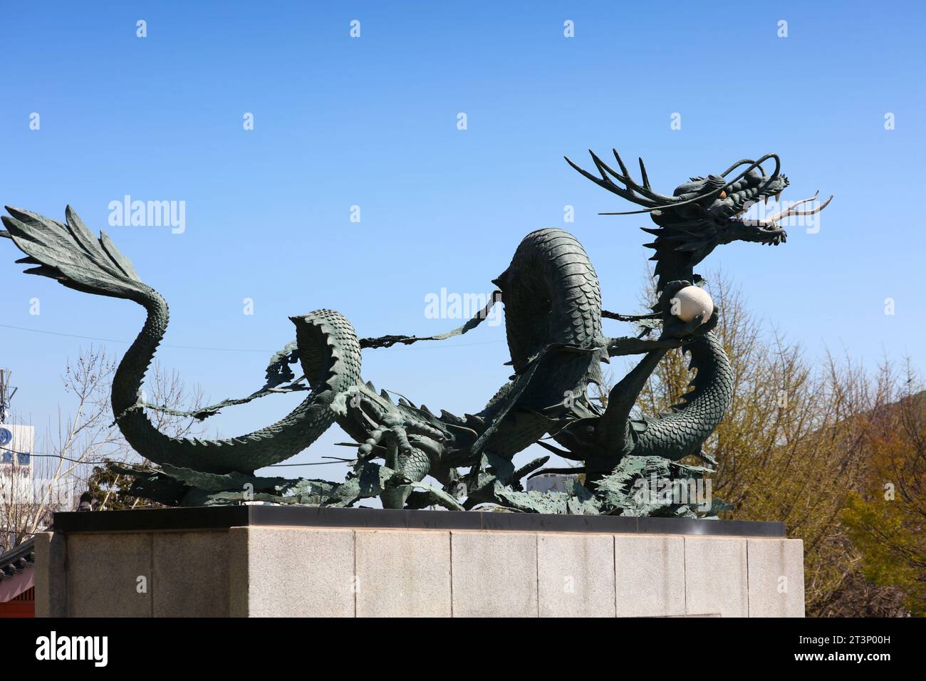 BUSAN, SOUTH KOREA - MARCH 27, 2023: Dragon statue in Yongdusan Park in ...