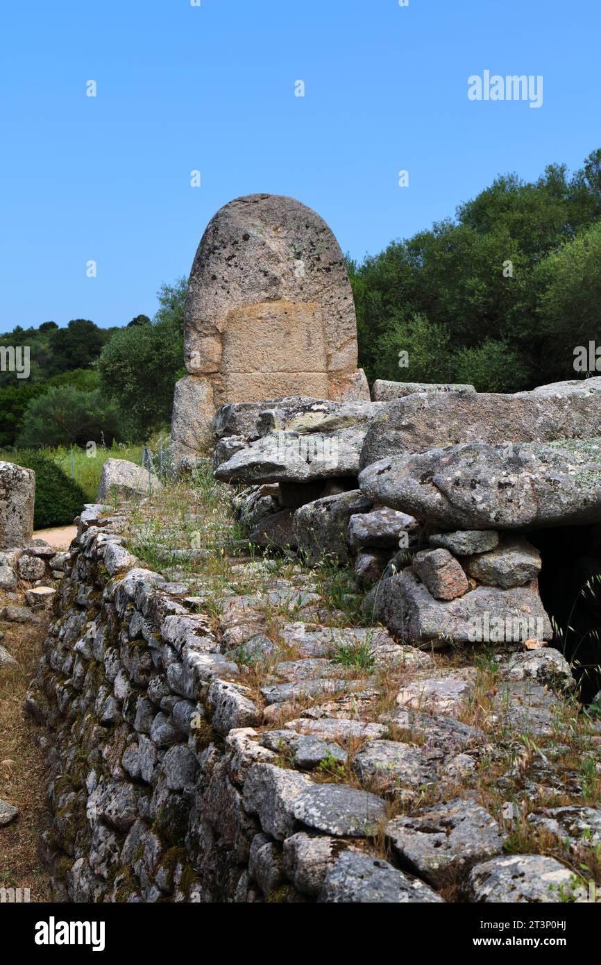 Giants' grave in Sardinia, Italy. Tomb of Coddu Vecchiu near Arzachena ...