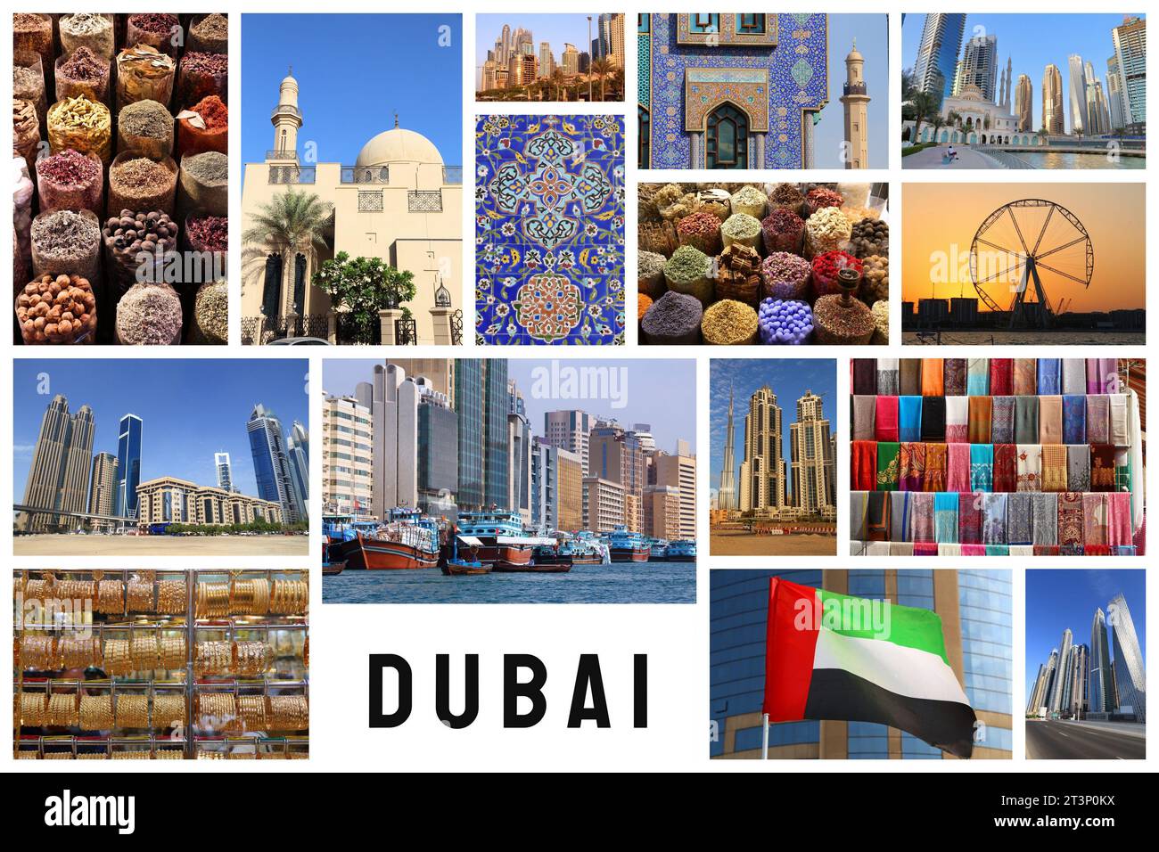 Dubai city postcard - travel place landmark photo collage Stock Photo ...