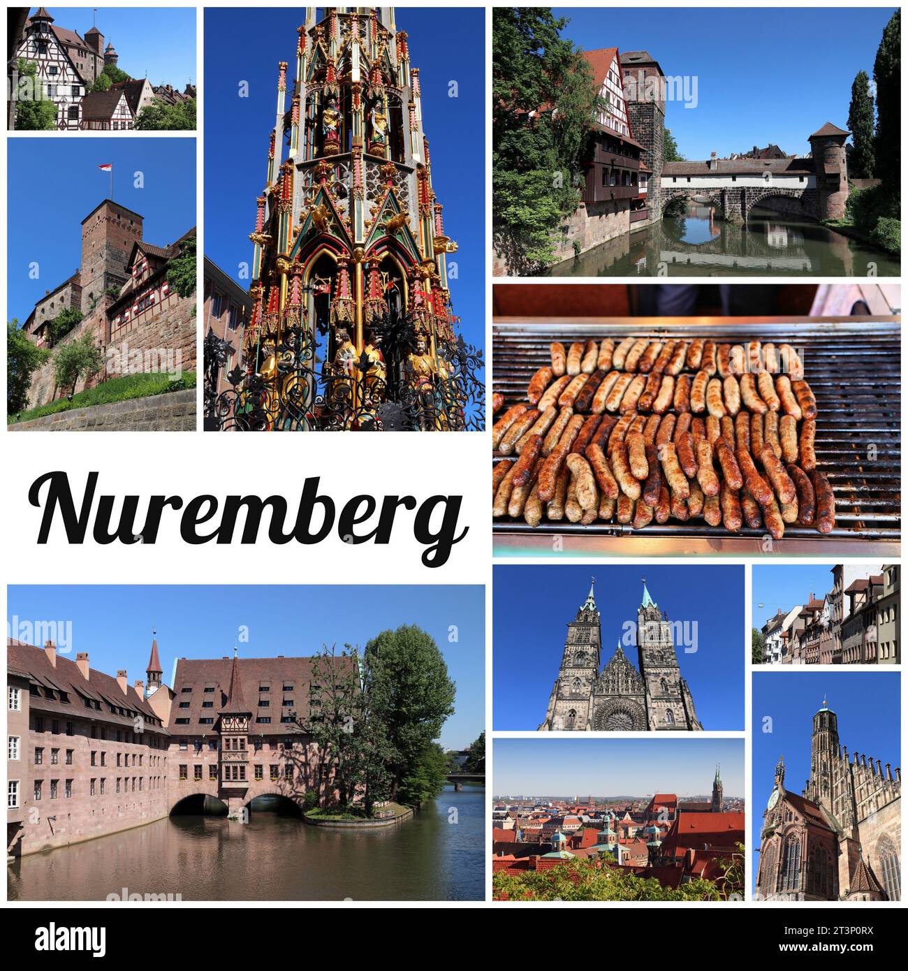 Nuremberg, Germany postcard - travel place landmark photo collage Stock ...