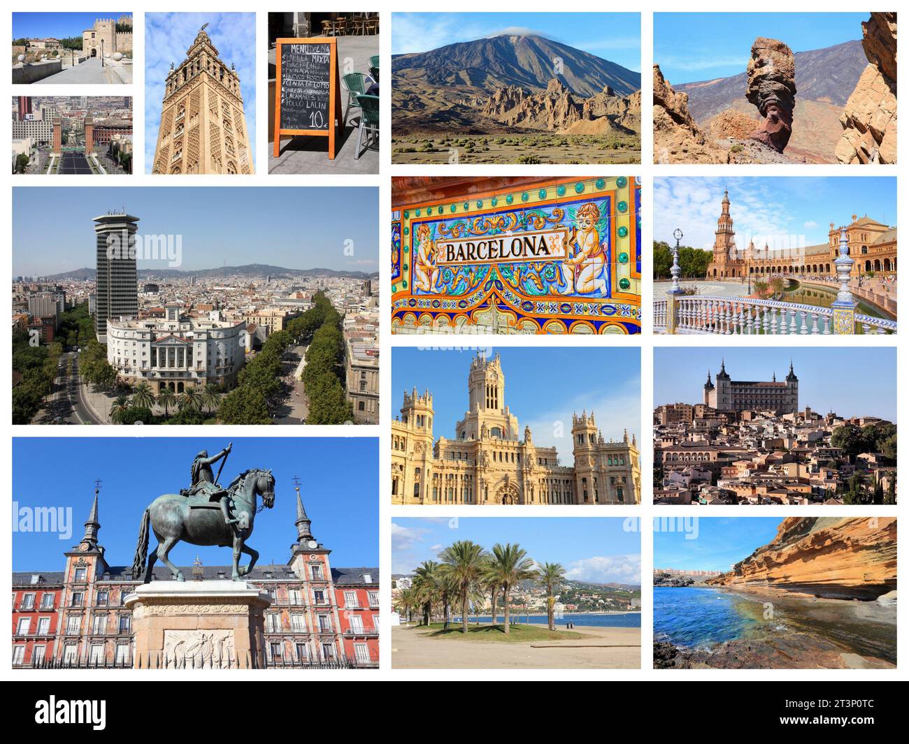 Travel collage from Spain. Collage includes famous places like Madrid ...