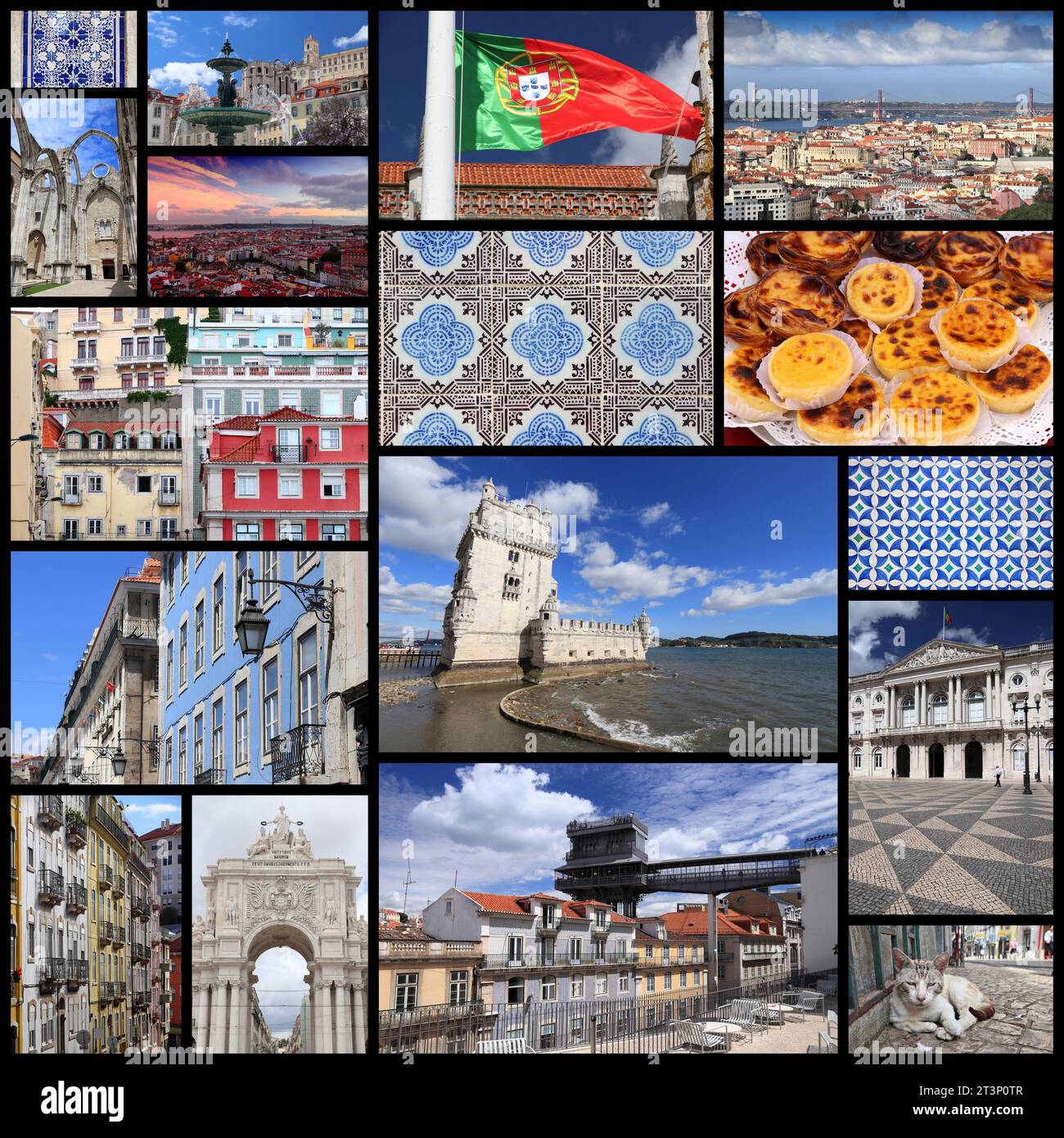 Lisbon city postcard. Travel landmarks photo collage from Lisbon ...