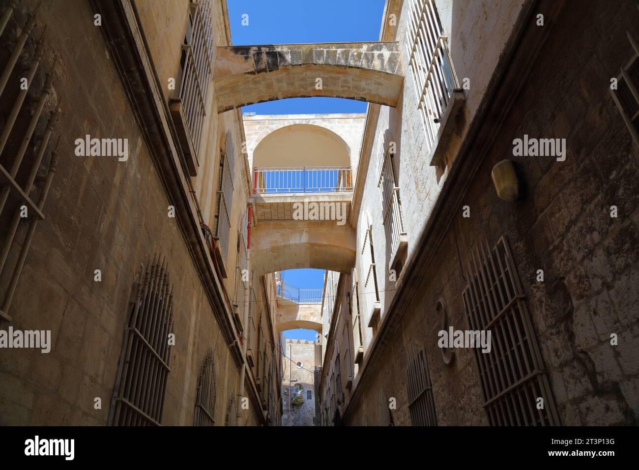 Jerusalem Old Town, Israel. Bridges between buildings in Muslim Quarter ...