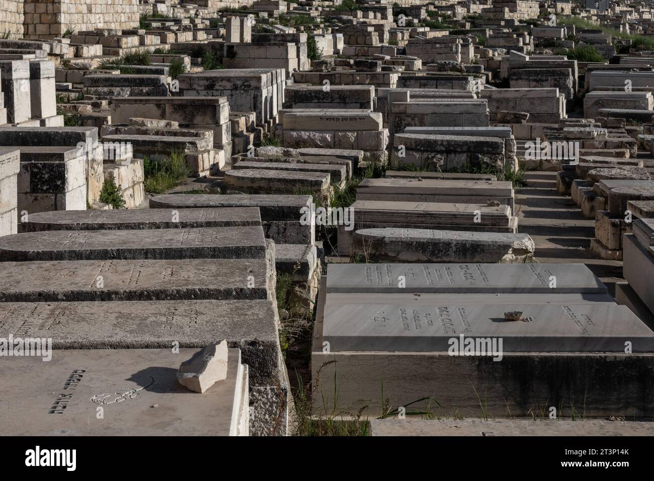 A large cemetery featuring a multitude of graves and a sky-filled ...