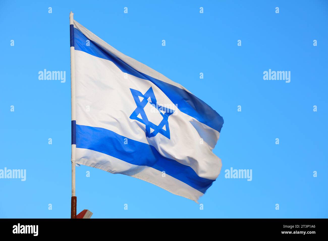 Flag of Israel in the wind. Israeli national colors Stock Photo - Alamy