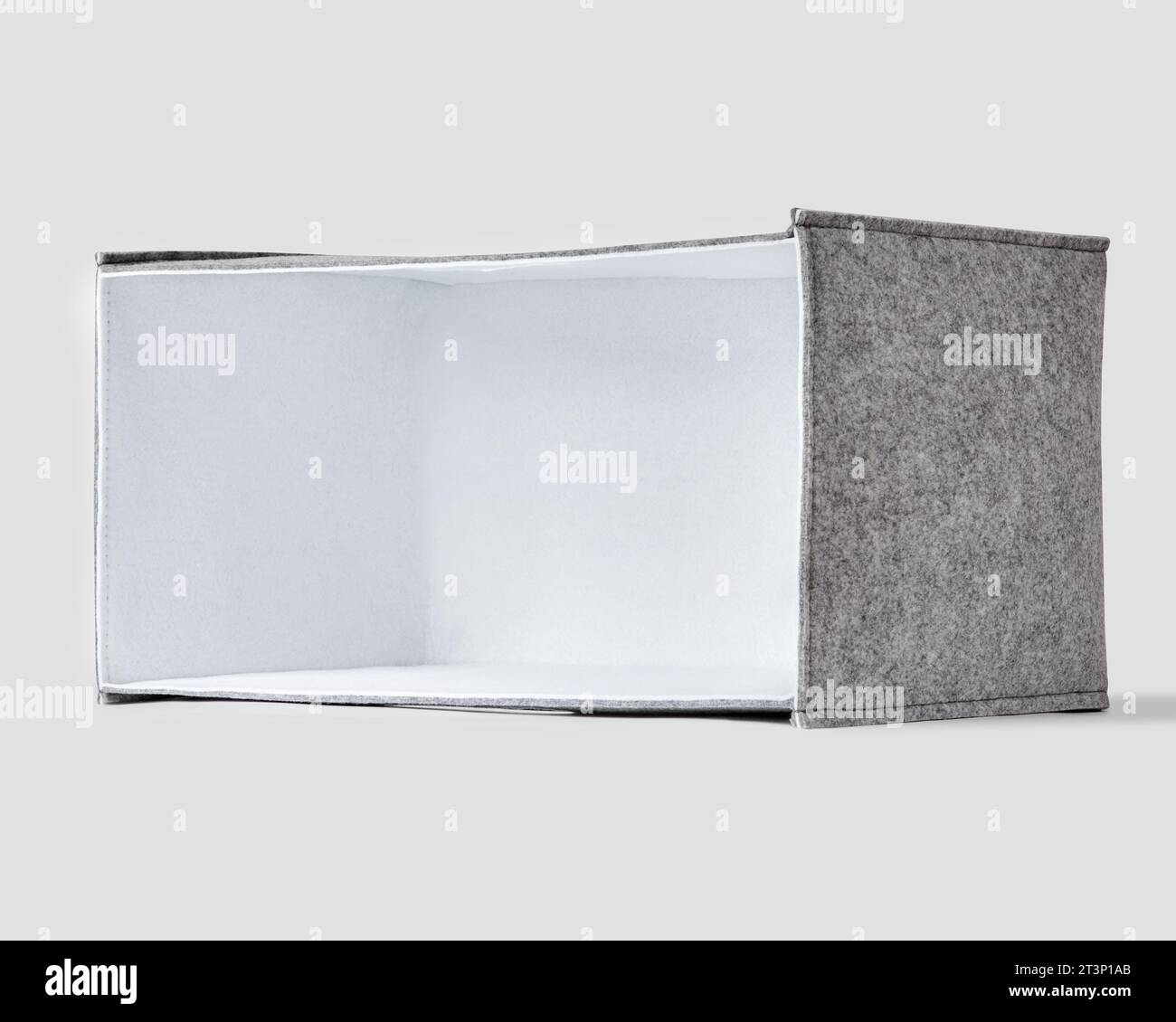 Handmade gray felt box with white interior lining and handles for ...