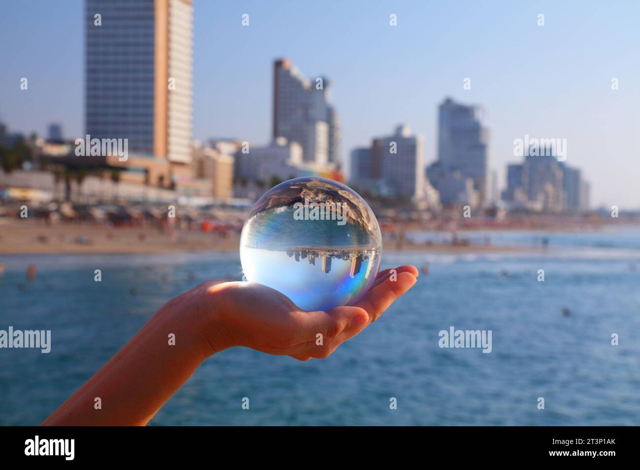 Tel Aviv city skyline, Israel. Glass sphere reflection Stock Photo - Alamy Tel Aviv city skyline, Israel. Glass sphere reflection Stock Photo - Alamy