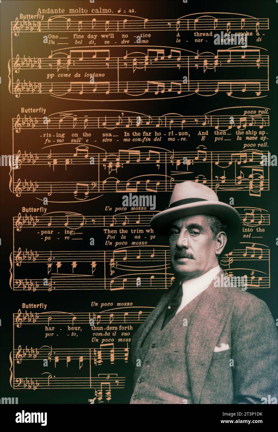 Giacomo Puccini, 1858 –1924, Italian composer, digitally edited ...