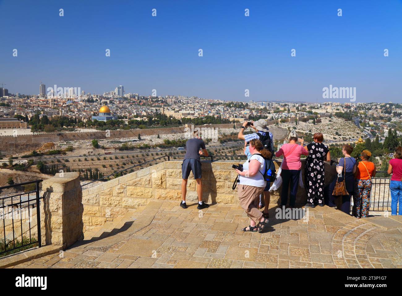 JERUSALEM, ISRAEL - OCTOBER 29, 2022: Tourists visit an observatory ...