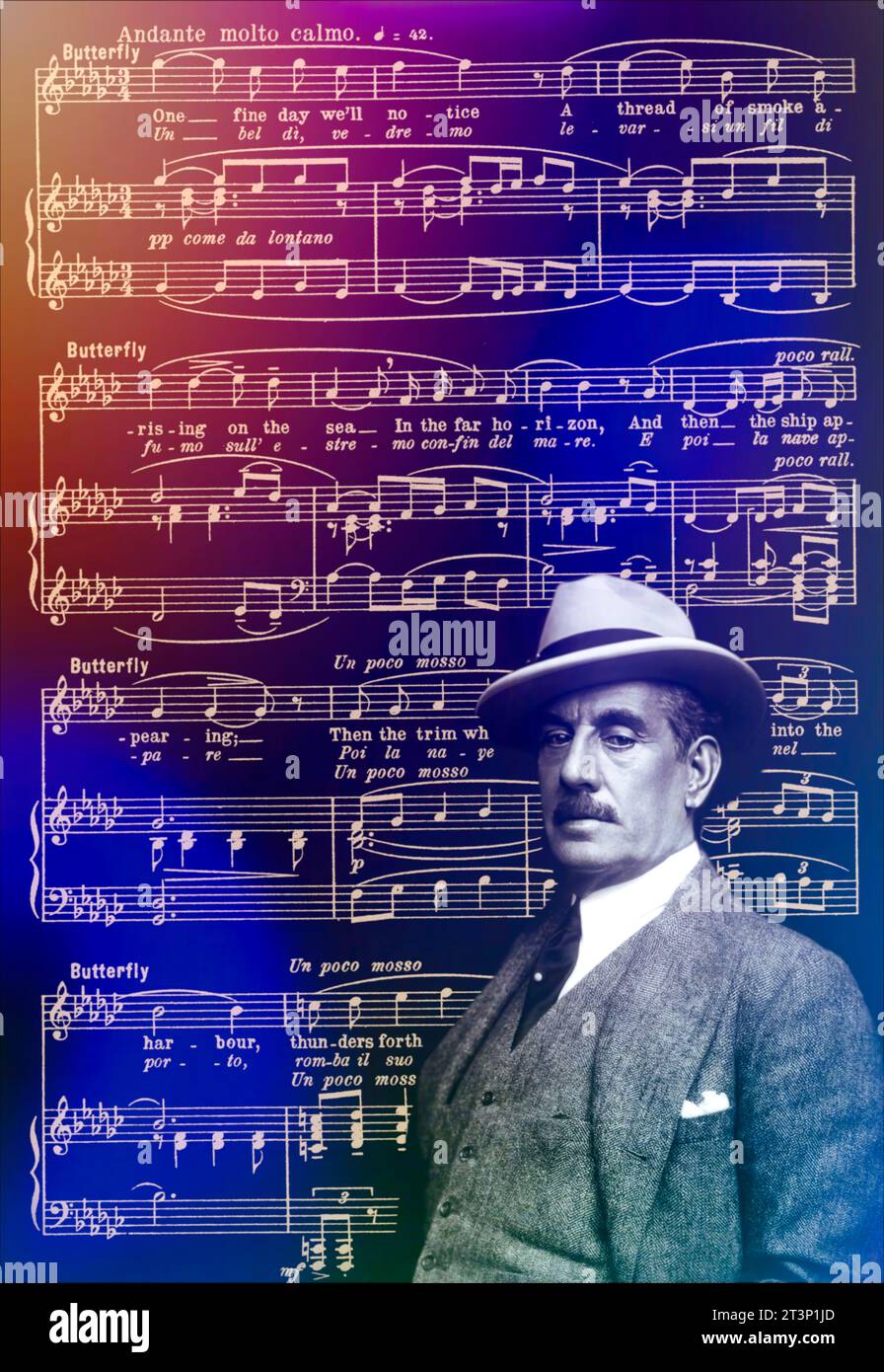 Giacomo Puccini, 1858 –1924, Italian composer, digitally edited ...