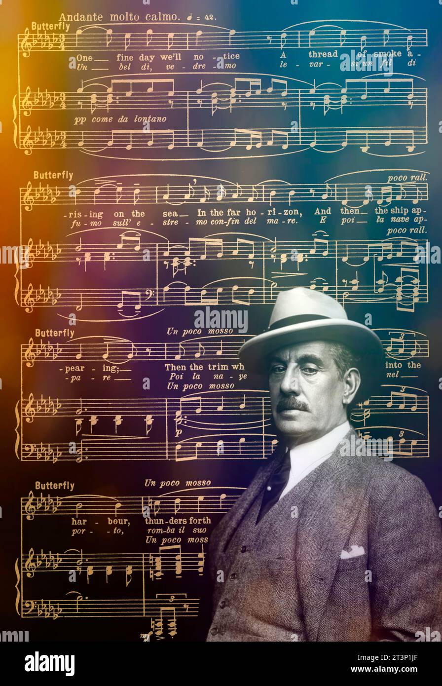 Giacomo Puccini, 1858 –1924, Italian composer, digitally edited ...