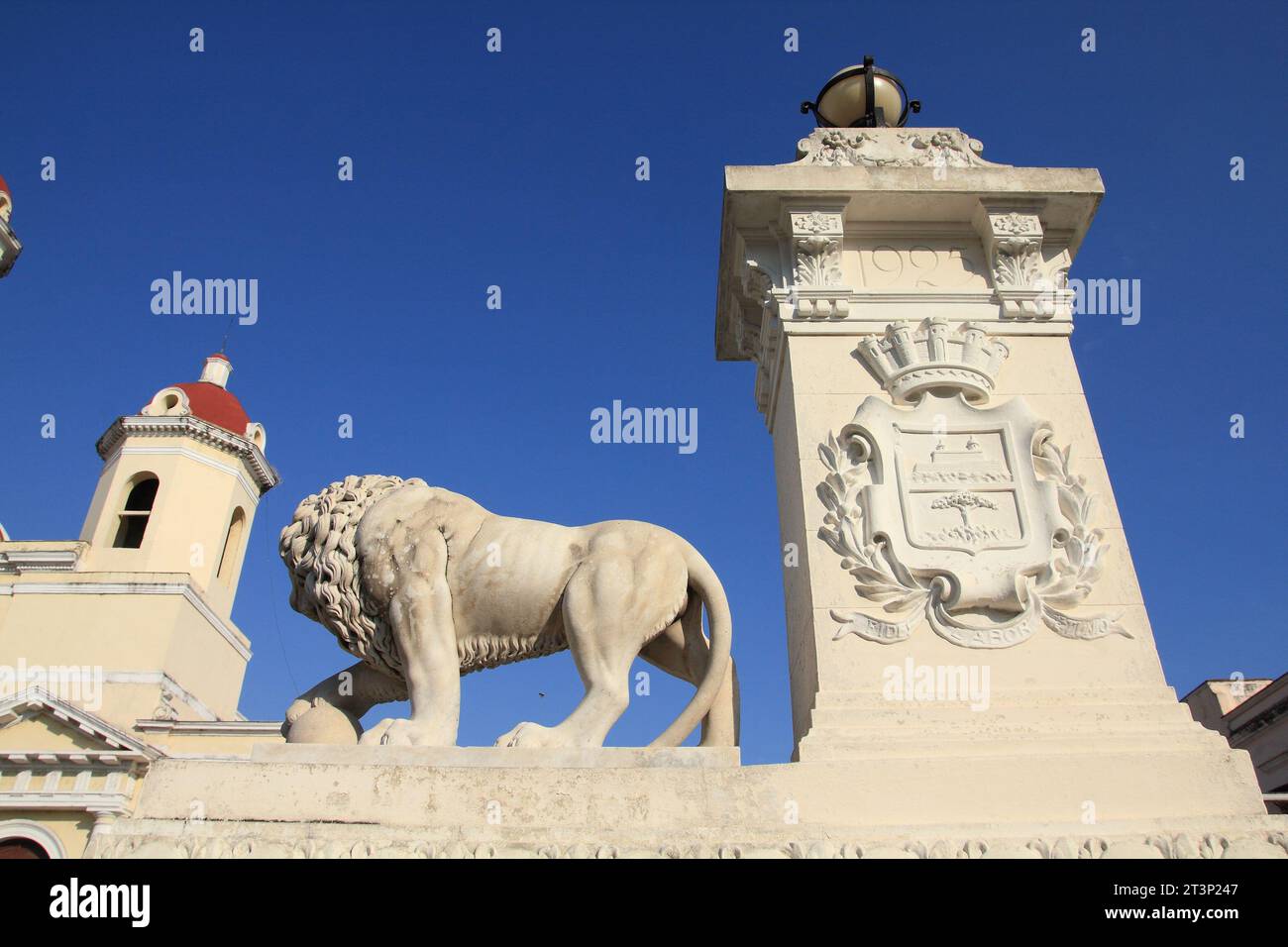 Cuba town - Old Town of Cienfuegos (UNESCO World Heritage Site). Lion ...