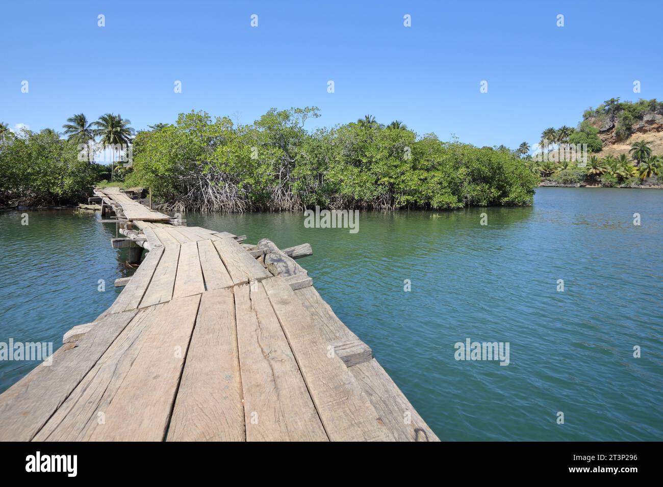 Baracoa, Cuba. Rio Miel wooden bridge, part of Alejandro de Humboldt ...