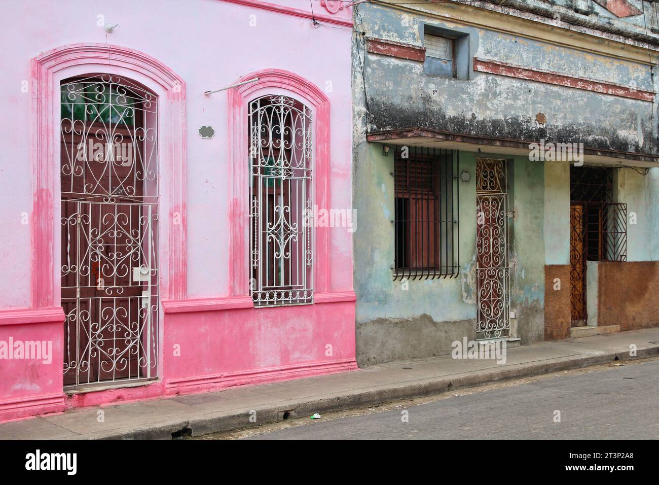 Camaguey Old Town, Cuba. Pink house colonial architecture Stock Photo ...