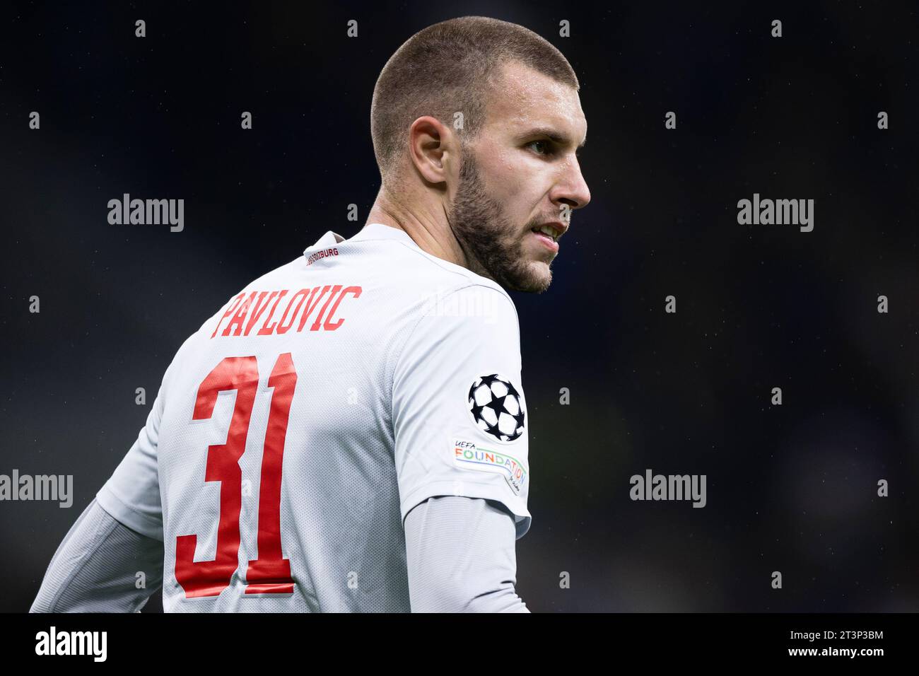 Strahinja Pavlovic of RB Salzburg looks on during the UEFA Champions ...