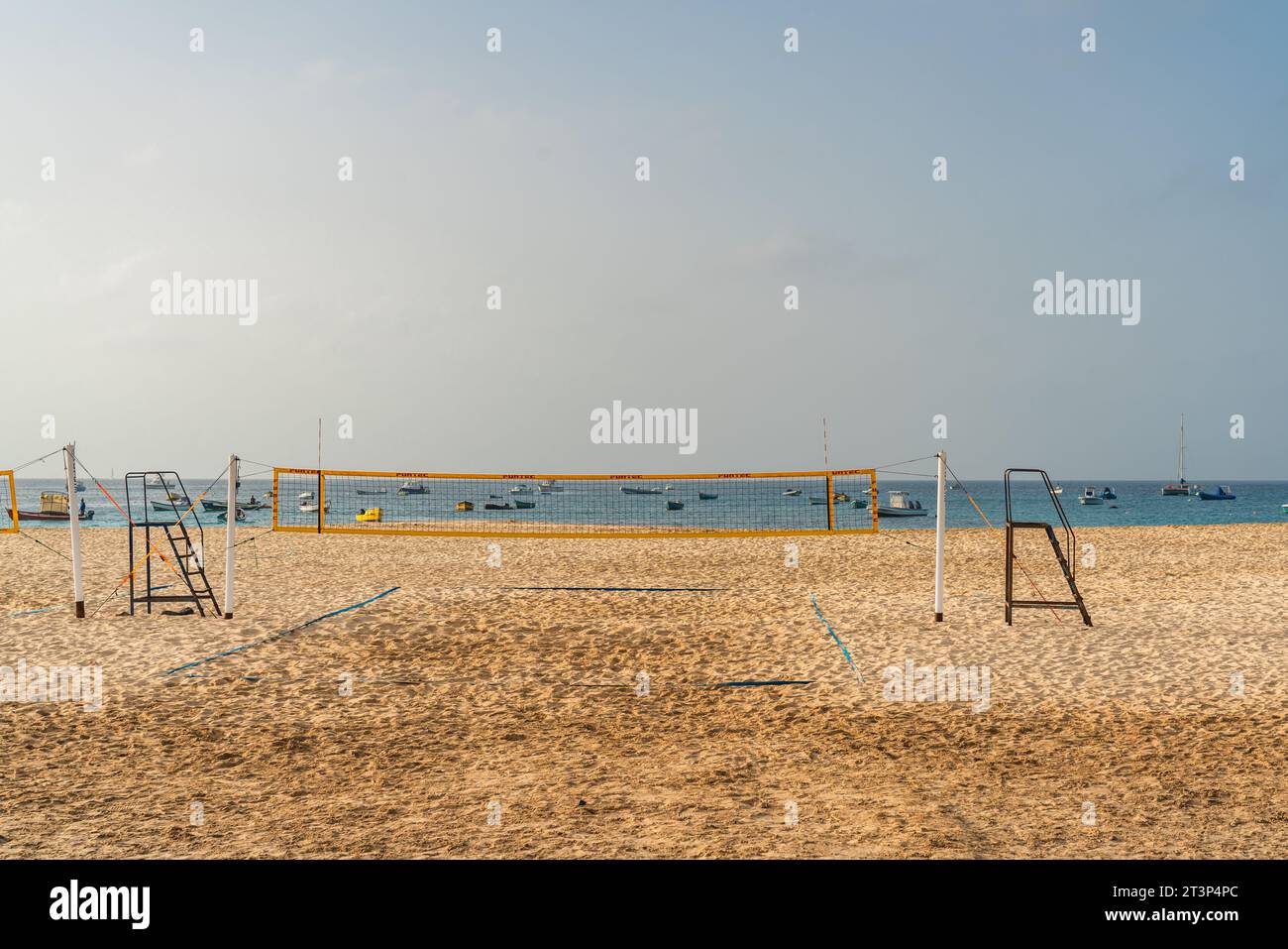 Beach volleyball field in Santa Maria on Cape Verde Island Sal with ...