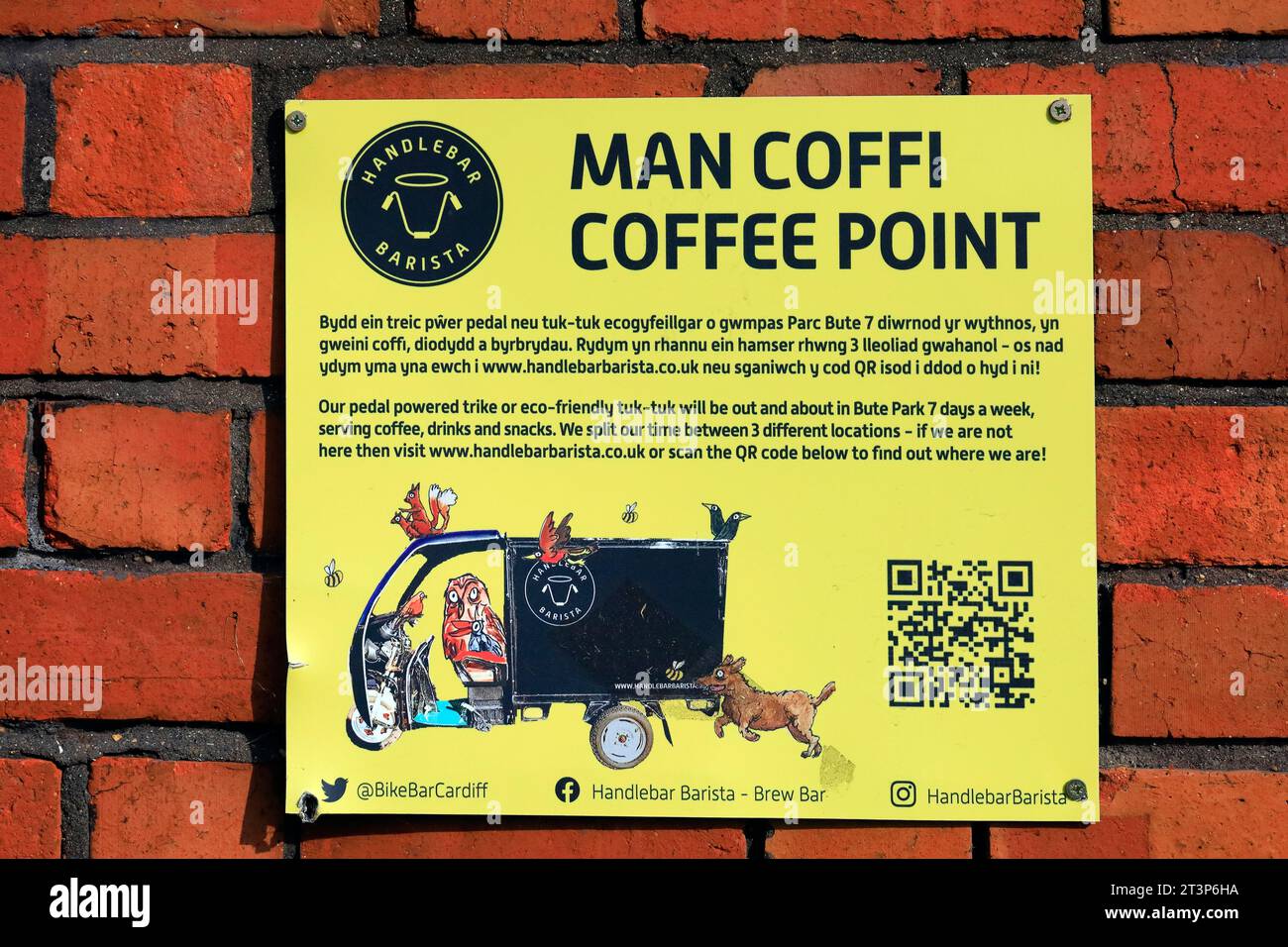 Mobile coffee stand sign at Blackweir changing rooms, Cardiff. Coffee ...