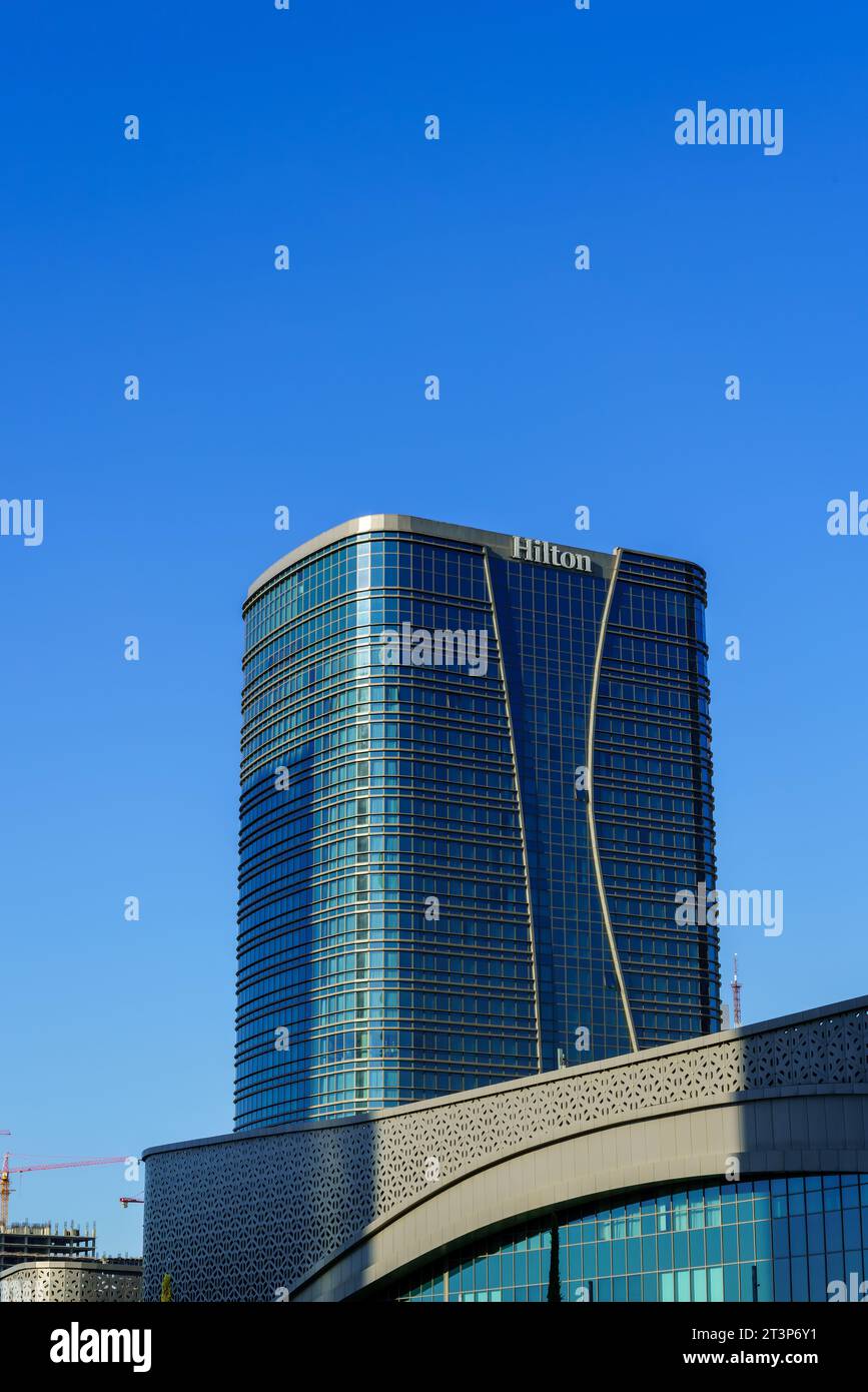 Uzbekistan, Tashkent - September 27, 2023: Building of hotel Hilton on ...