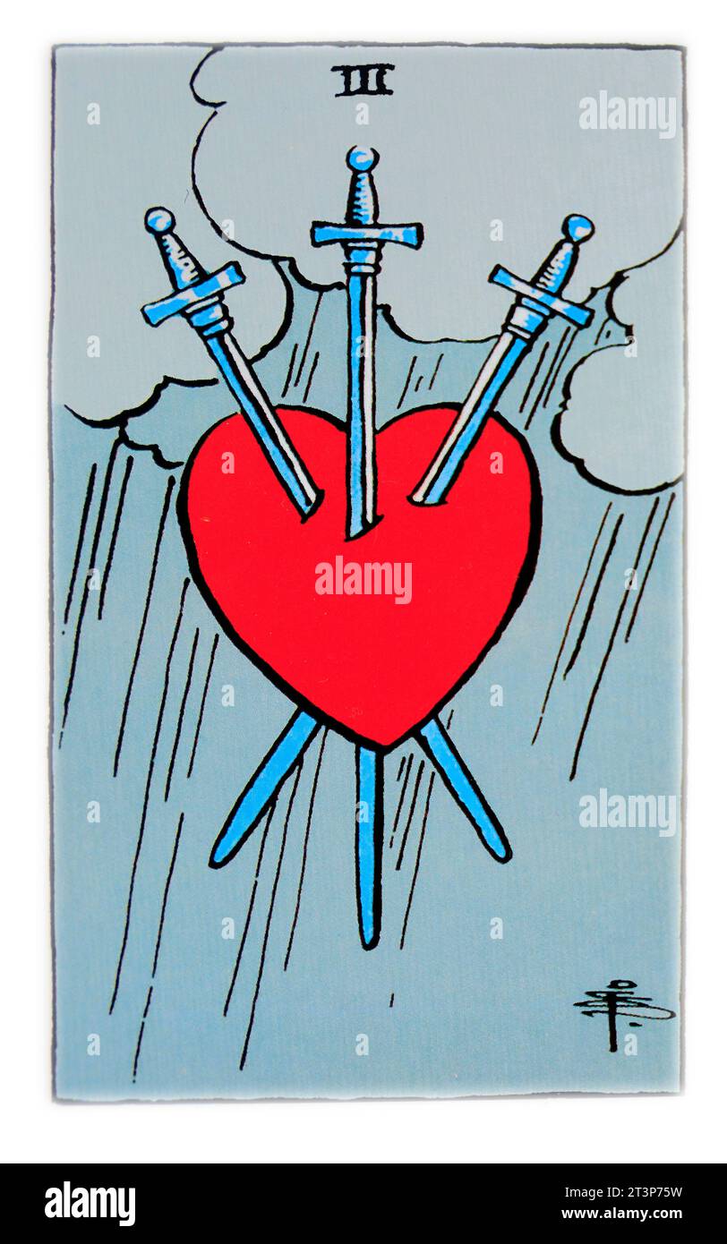 Three of Swords. Individual tarot card Stock Photo - Alamy
