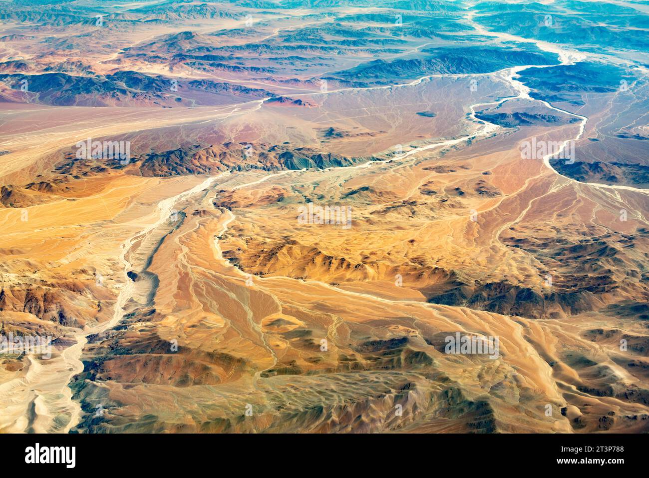 Aerial view of dry rivers and mountains at northern Chile Stock Photo ...