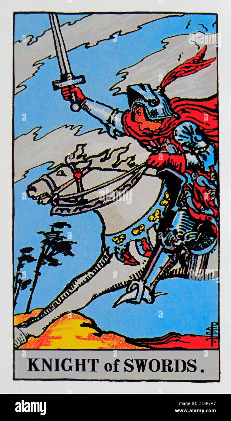 Knight of Swords. Individual tarot card Stock Photo - Alamy