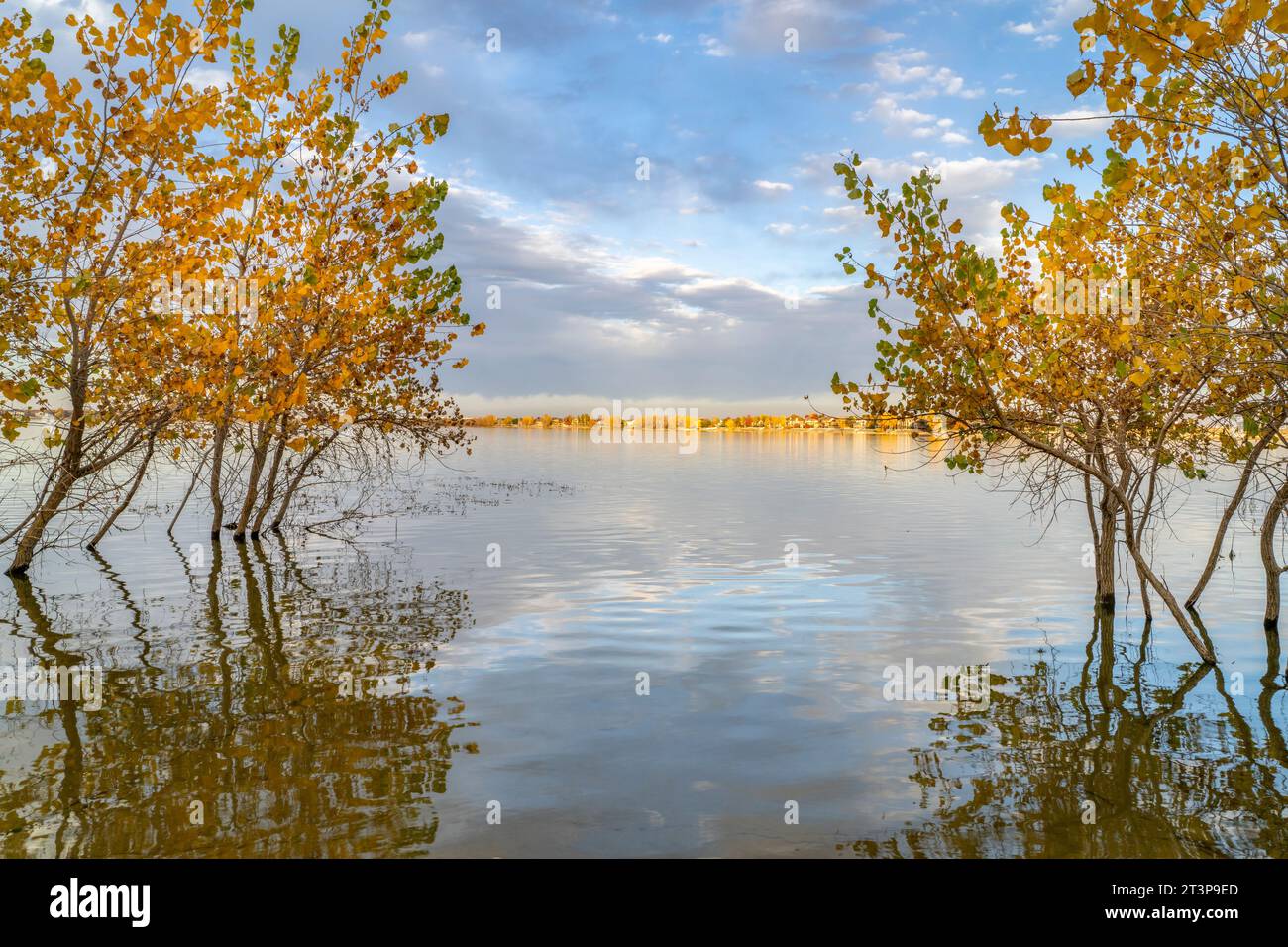 fall sunset scenery in Boyd Lake State Park in Loveland, Colorado Stock ...
