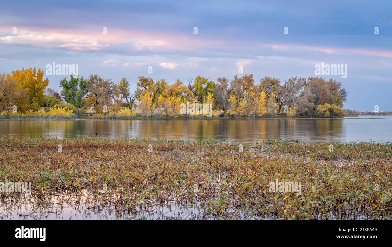 fall sunset scenery in Boyd Lake State Park in Loveland, Colorado Stock ...