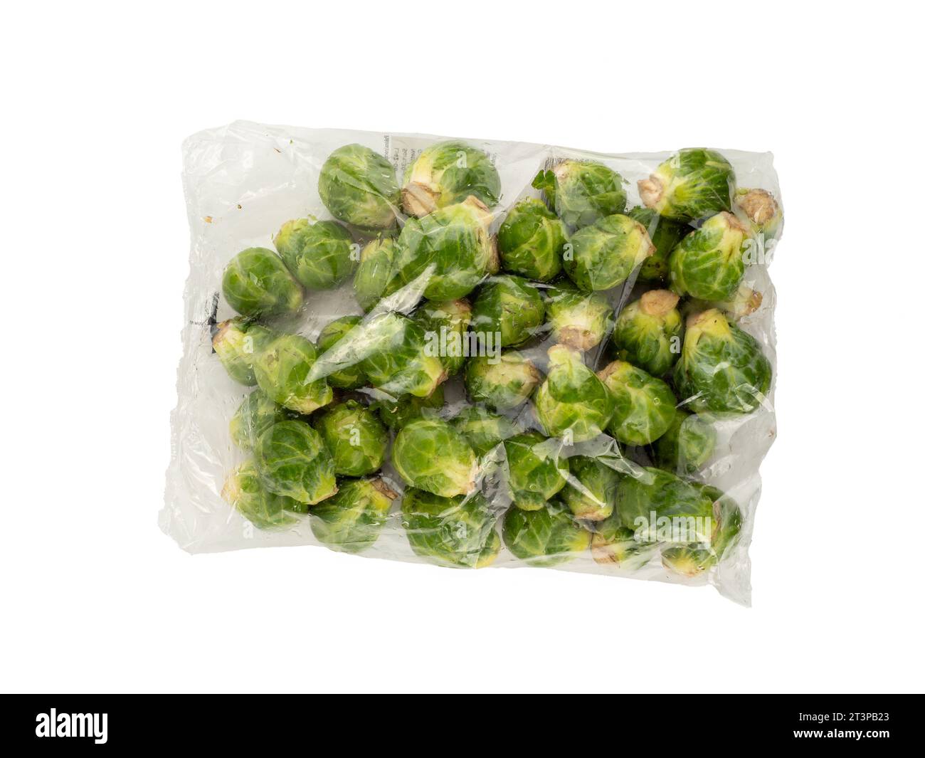 Brussels sprouts in transparent packaging. Fresh, small Brussels ...
