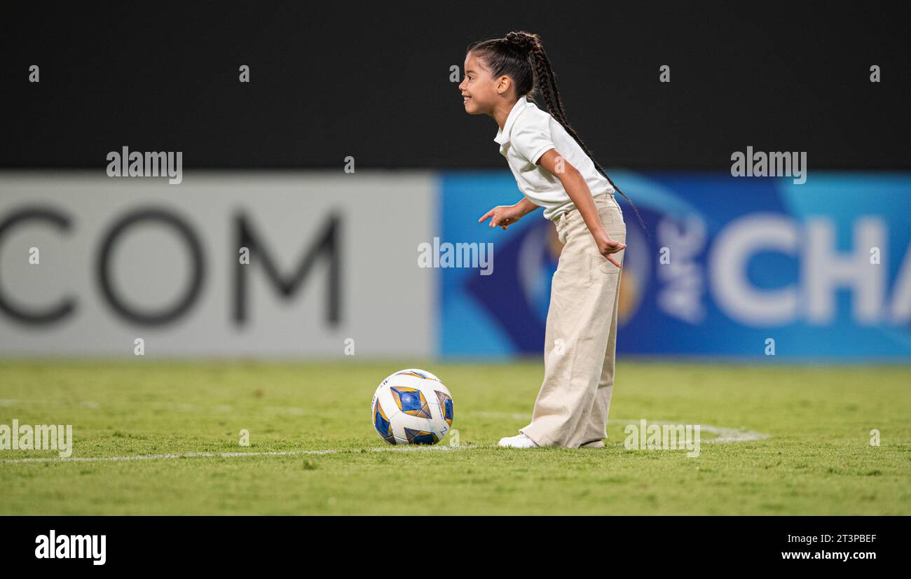 Eva Ronaldo runs the pitch after the Match Day 3 of the AFC Champions ...