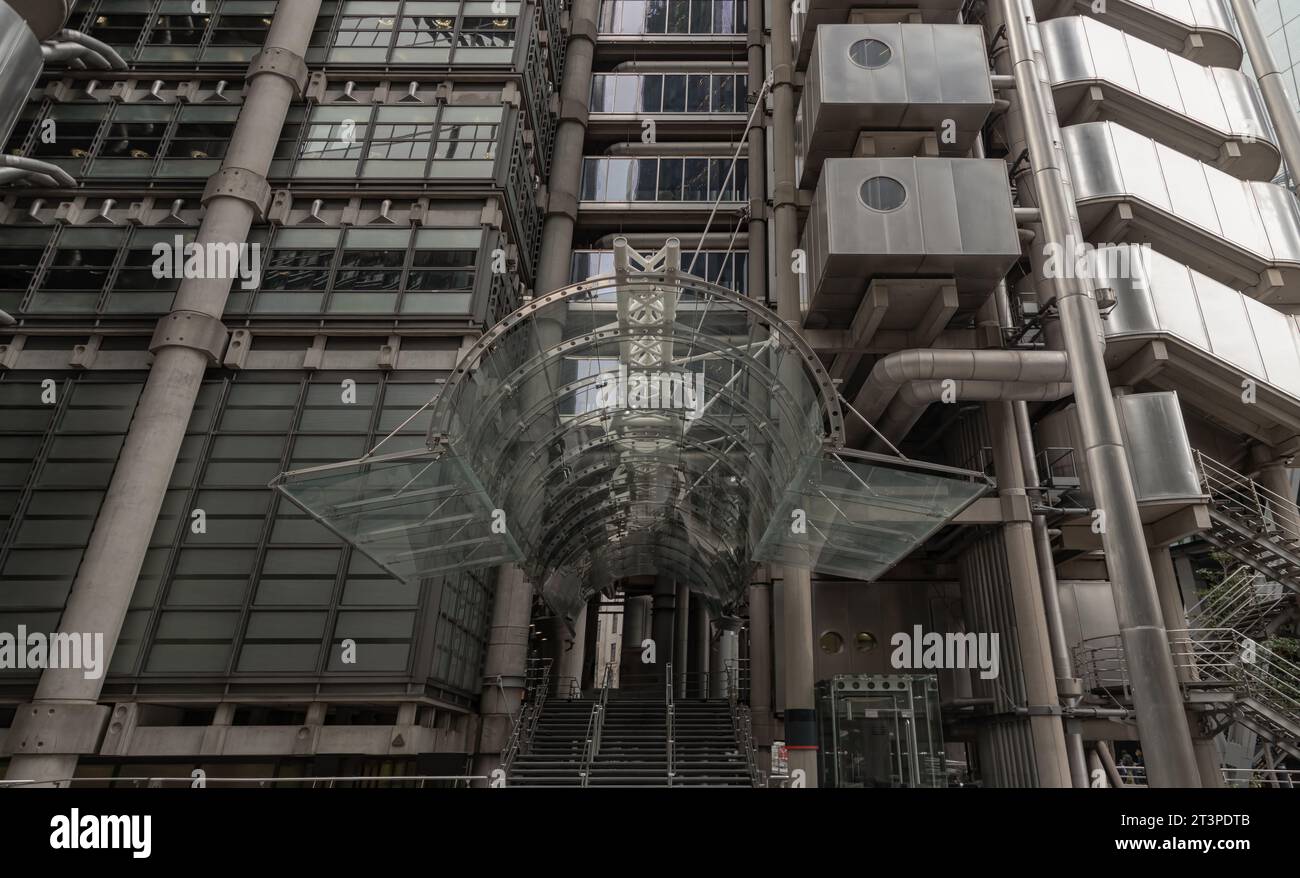 London, UK - Oct 23, 2023 - Main entrance of The Lloyd's insurance ...
