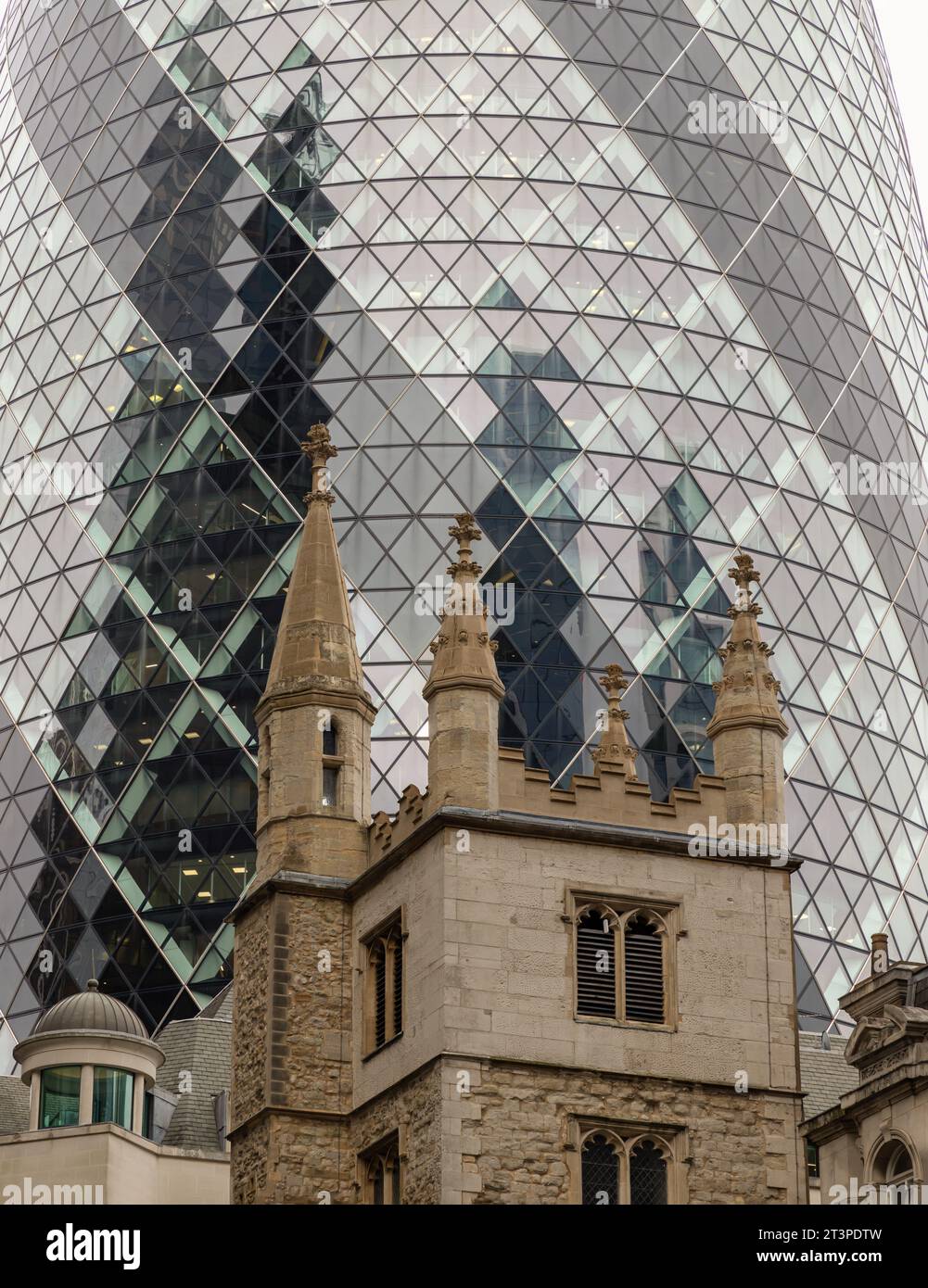 London, UK - Oct 23, 2023 - Tower of St Andrew Undershaft Church in ...