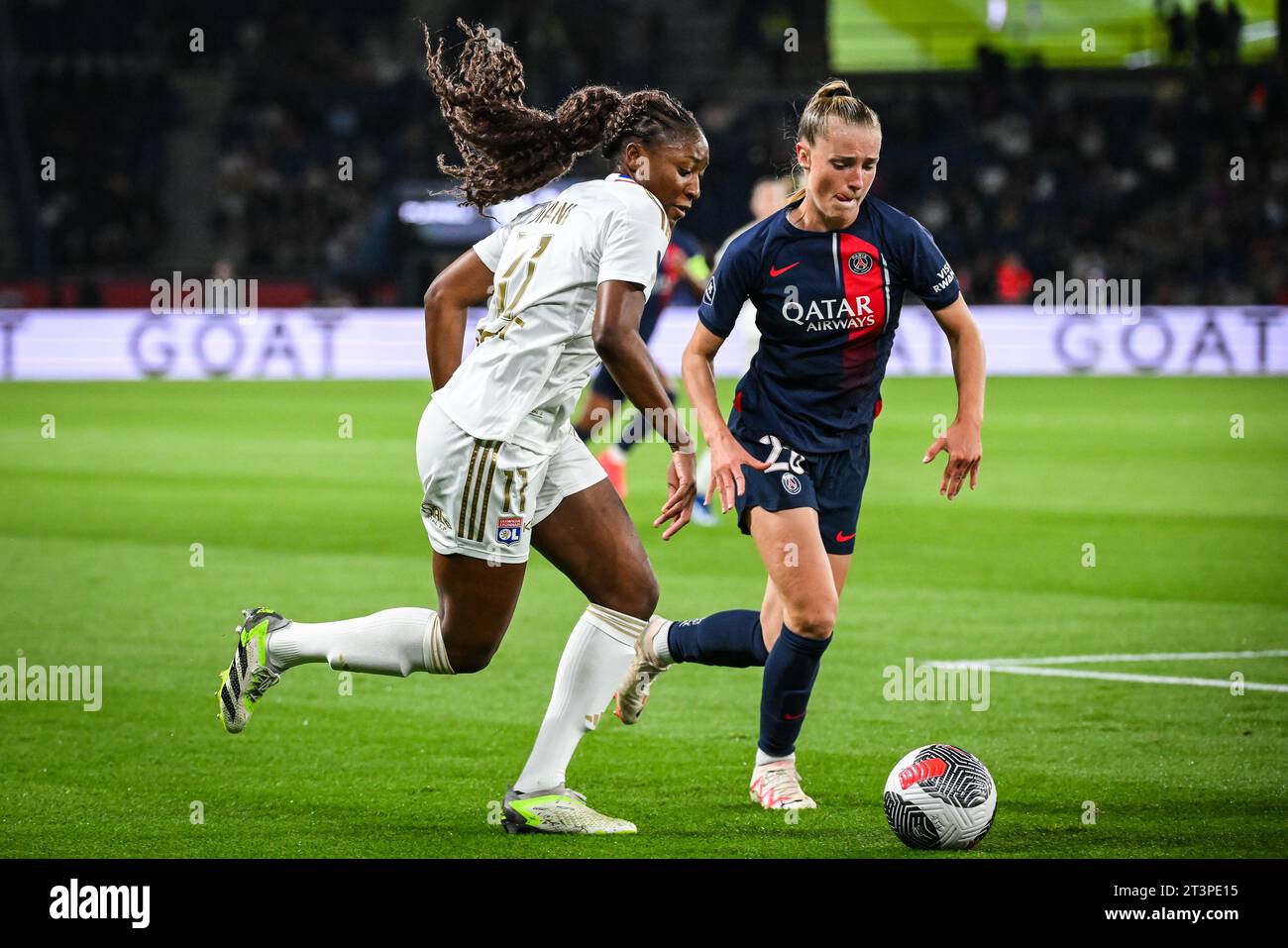 Paris, France. 01st Oct, 2023. Kadidiatou DIANI of Lyon and Jade LE ...