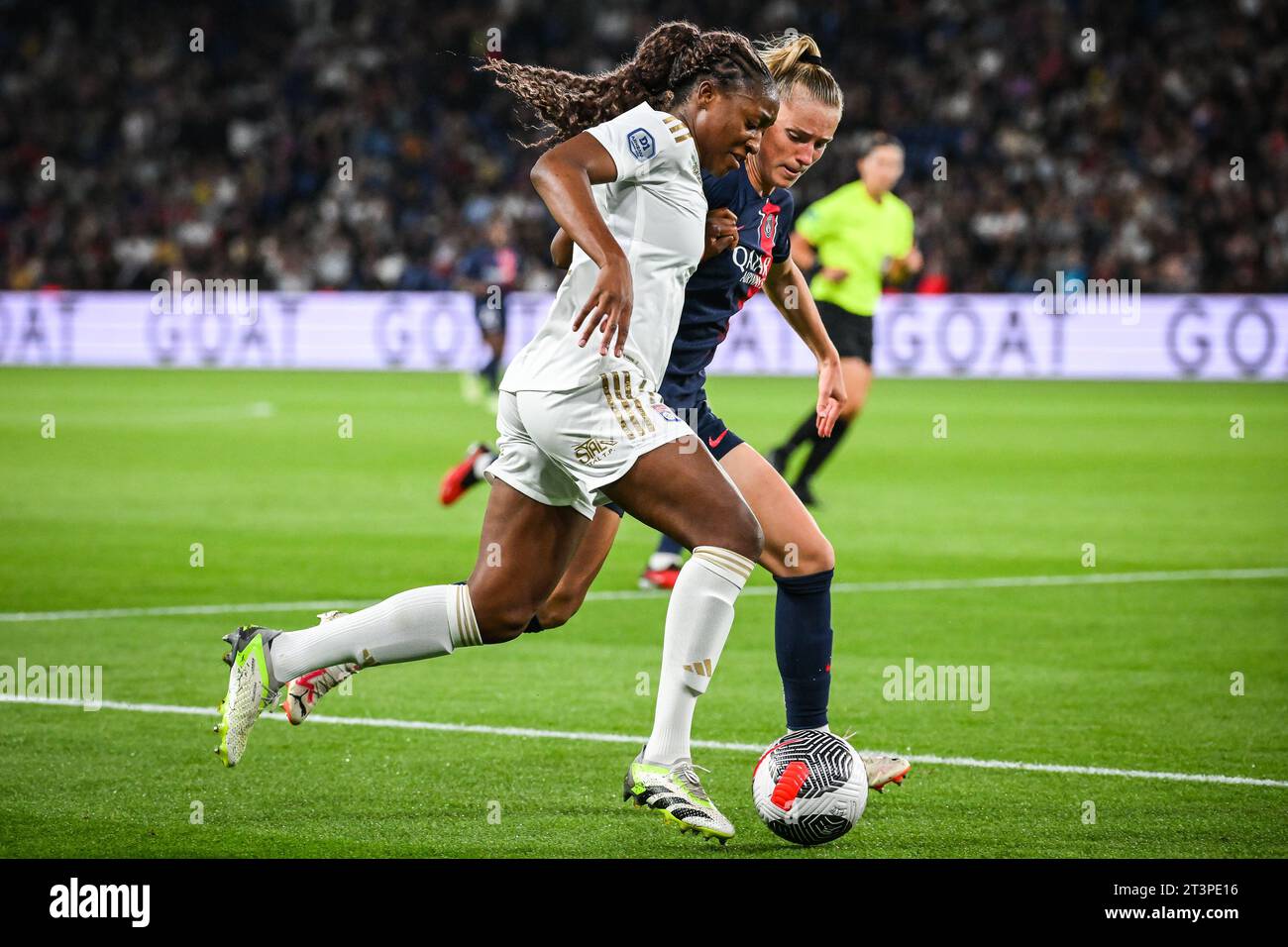 Paris, France. 01st Oct, 2023. Kadidiatou DIANI of Lyon and Jade LE ...