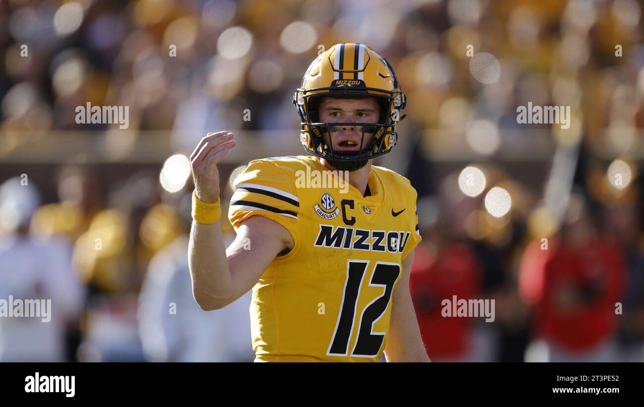 Missouri quarterback Brady Cook (12) during an NCAA college football ...