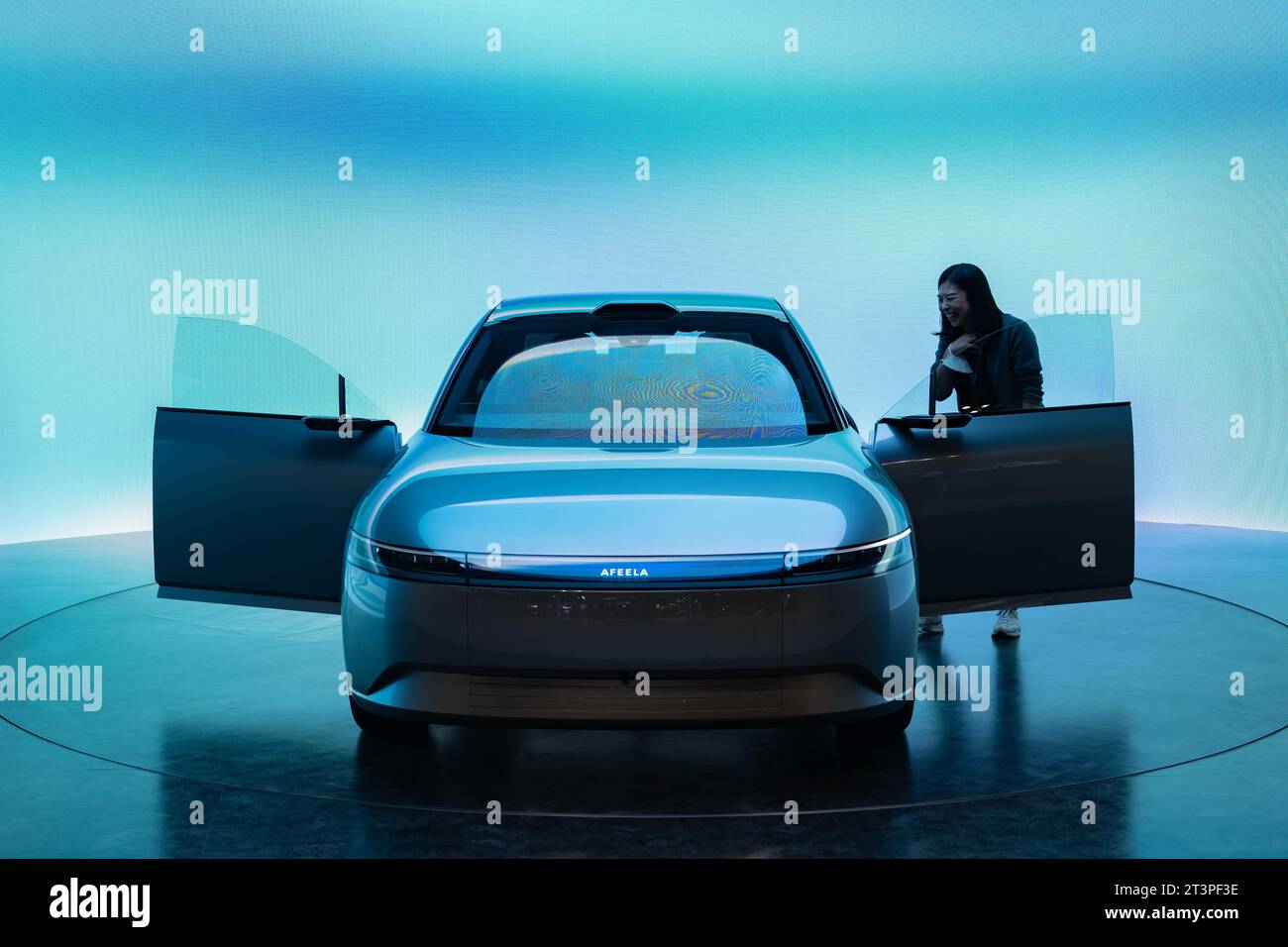 Tokyo, Japan. 26th Oct, 2023. The Sony Honda Mobility Afeela exhibit at ...