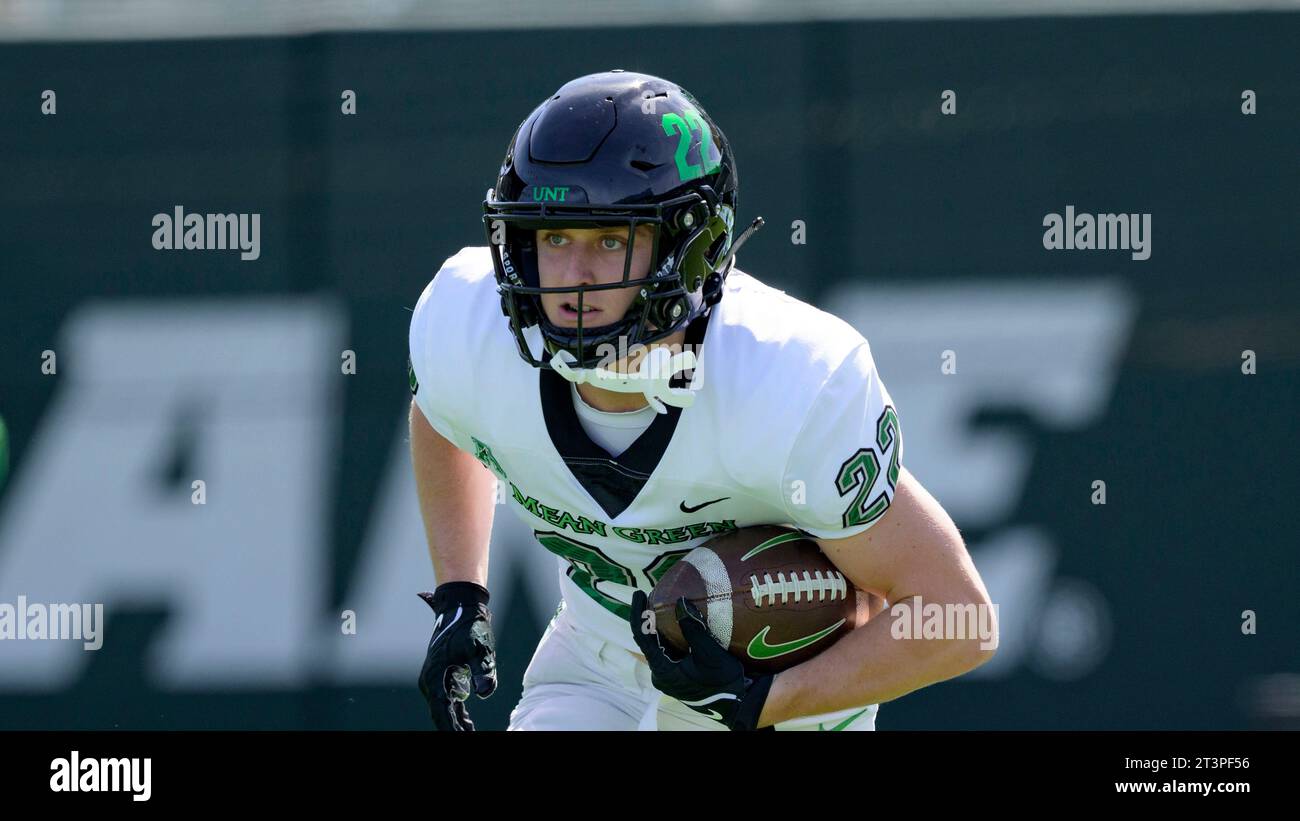 North Texas wide receiver Luke Rossley (22) runs before an NCAA ...